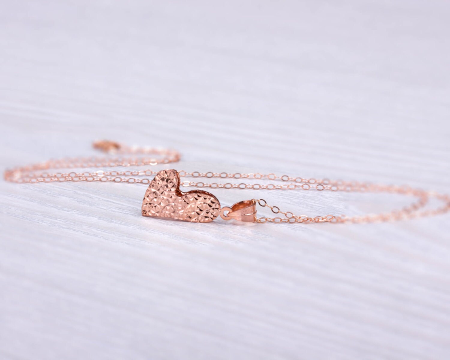 Heart necklace Rose gold heart necklace Large heart pendant | Etsy