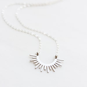 Sunburst Necklace, 14k Gold Filled Half Sun Necklace, Sun Rays Necklace ...