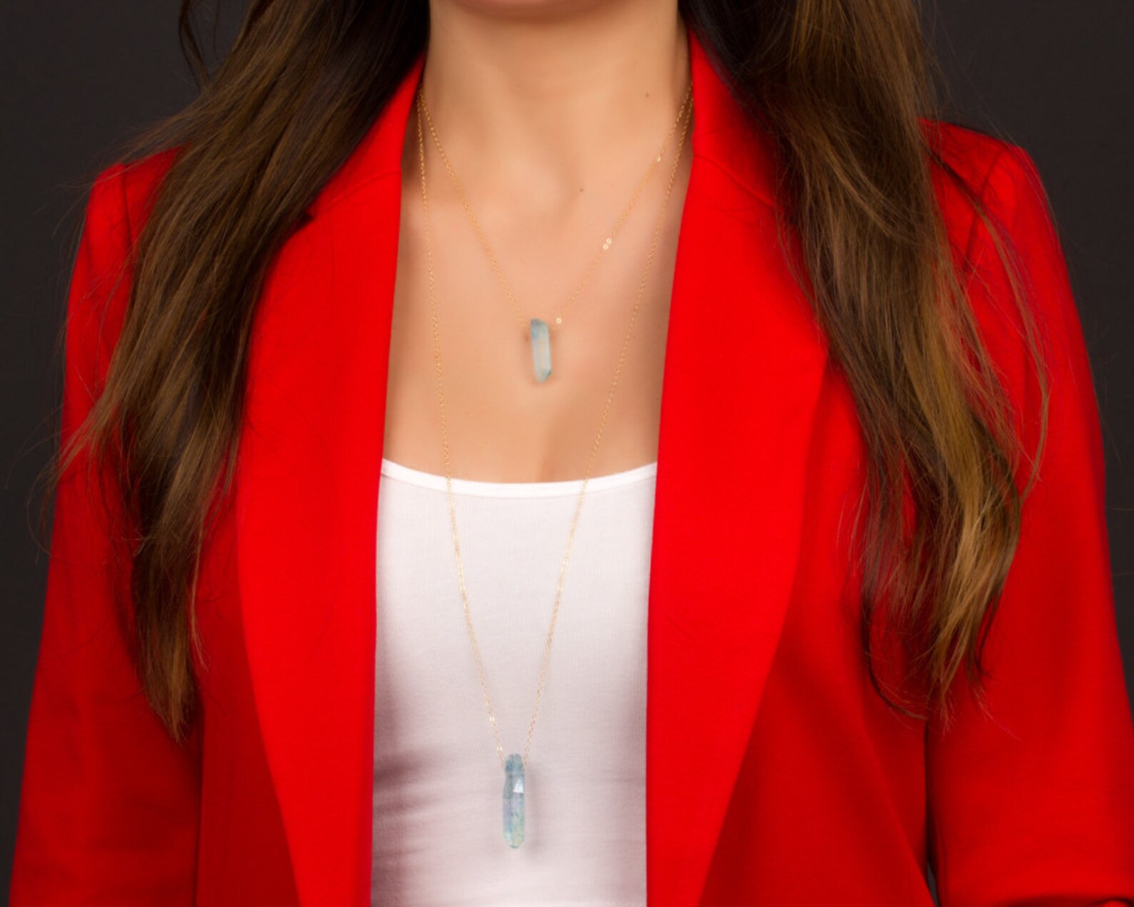 Personalized Crystal Necklace, Long Crystal Necklace, Aura Quartz ...