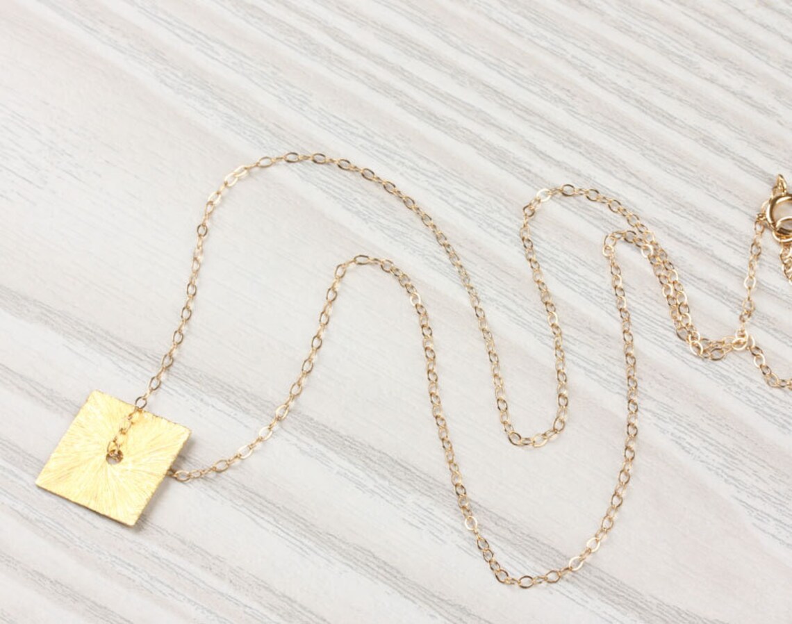 Gold Square Necklace Diamond Shaped Necklace Geometric | Etsy