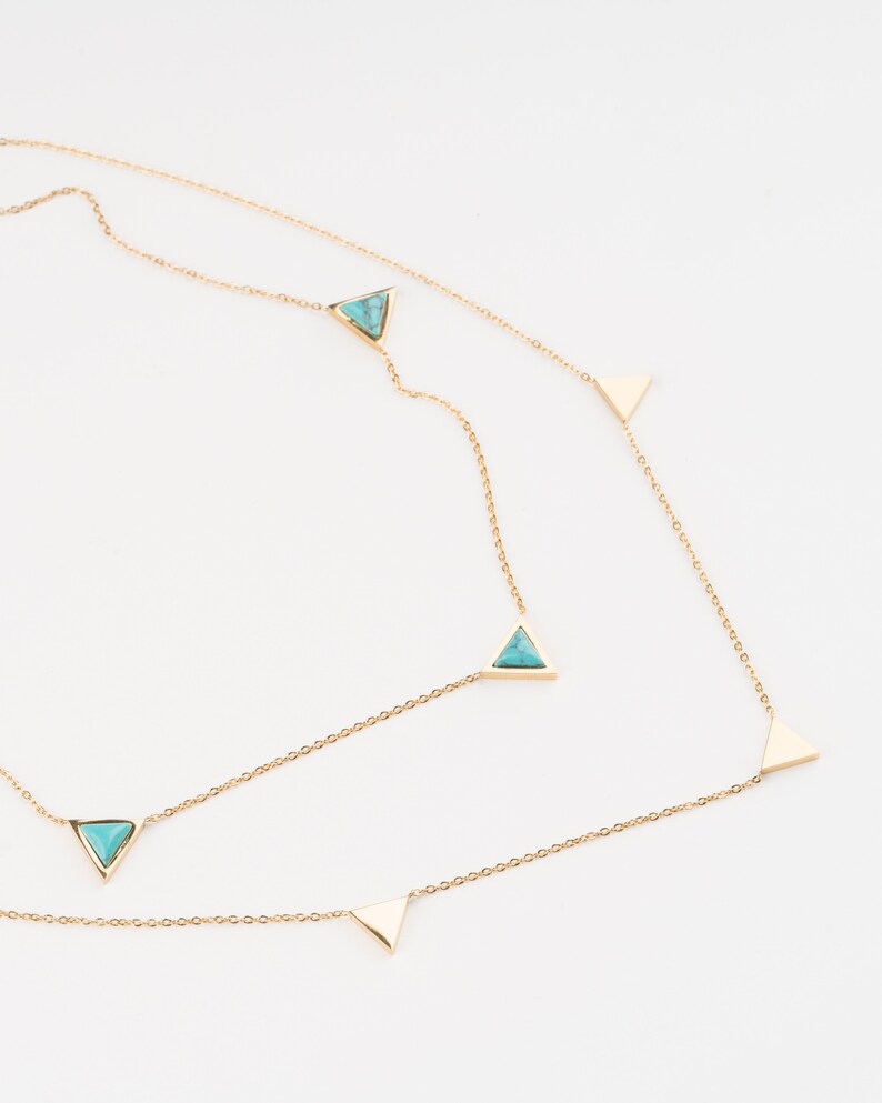 Layering Turquoise Necklace Gold Layered Necklace Double - Etsy