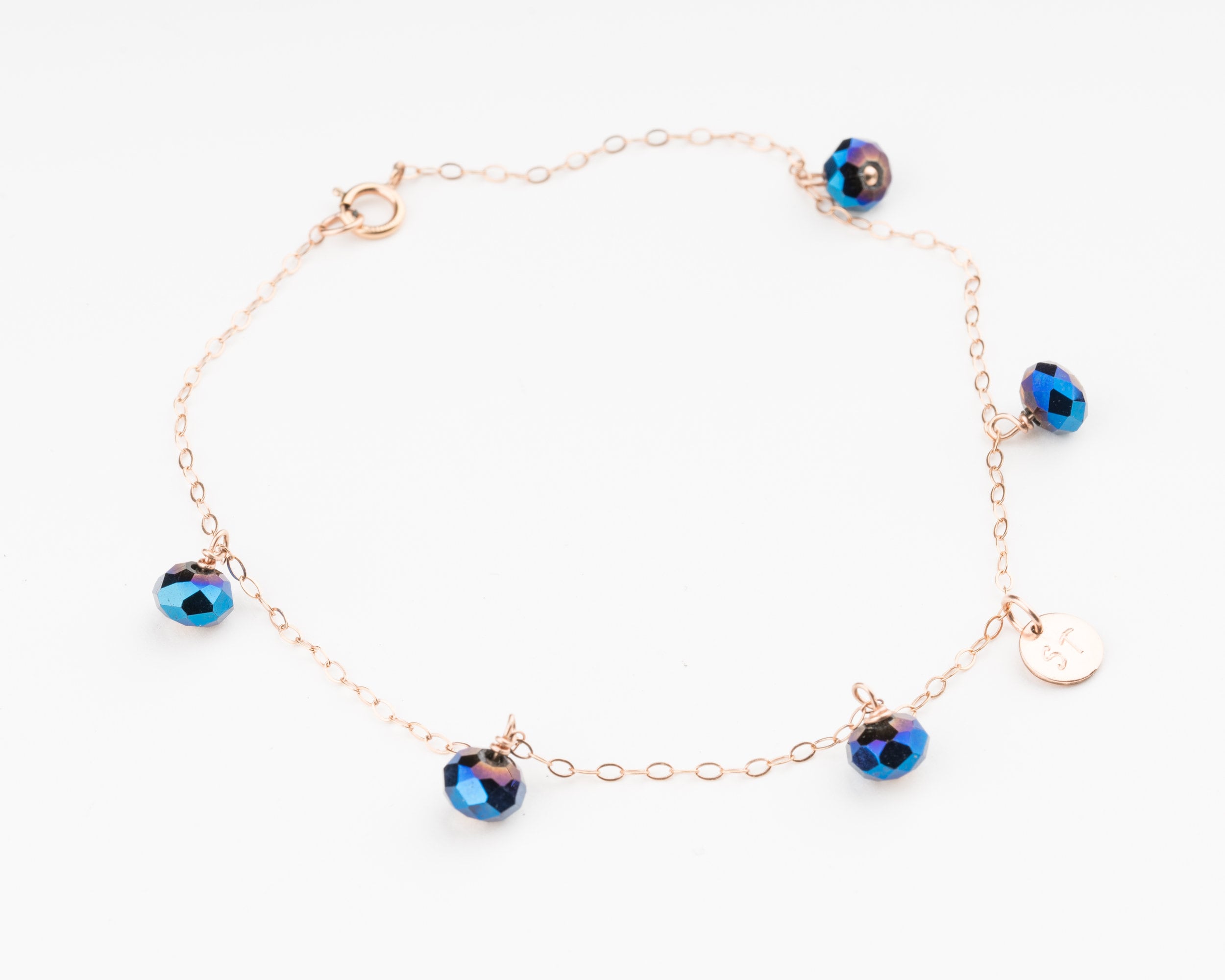 Personalized Blue Ankle Bracelet Initial Anklet Blue | Etsy