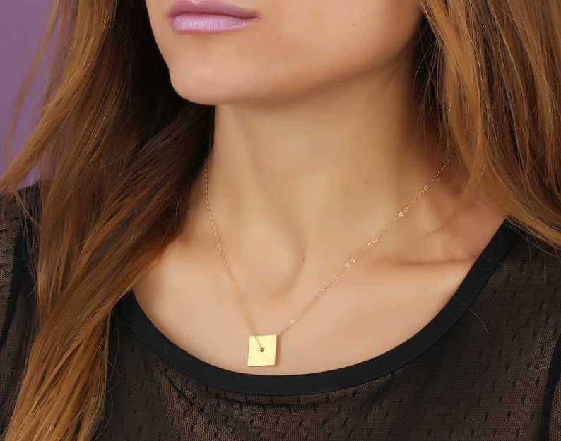 Gold Square Necklace Diamond Shaped Necklace Geometric - Etsy