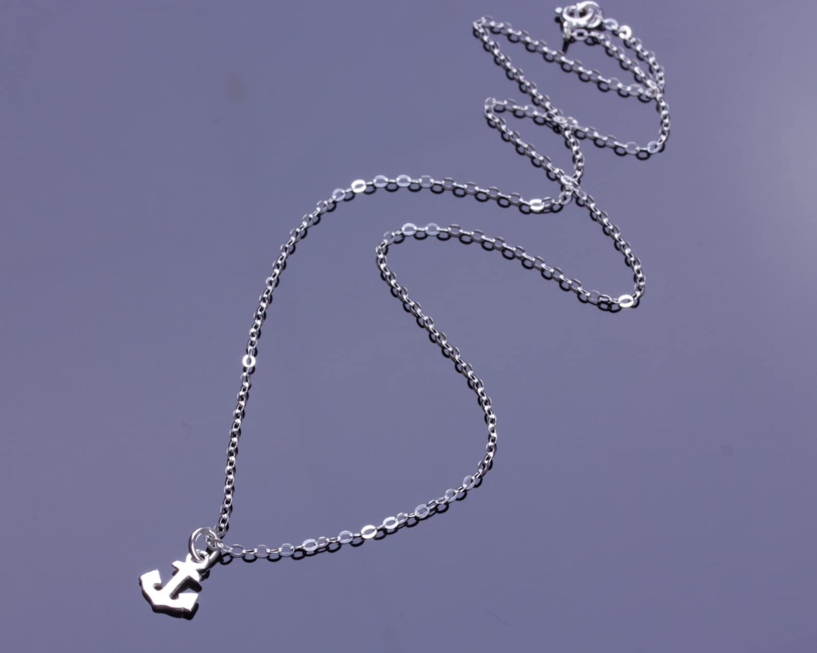 Silver Anchor Necklace Sterling Silver Necklace Anchor | Etsy