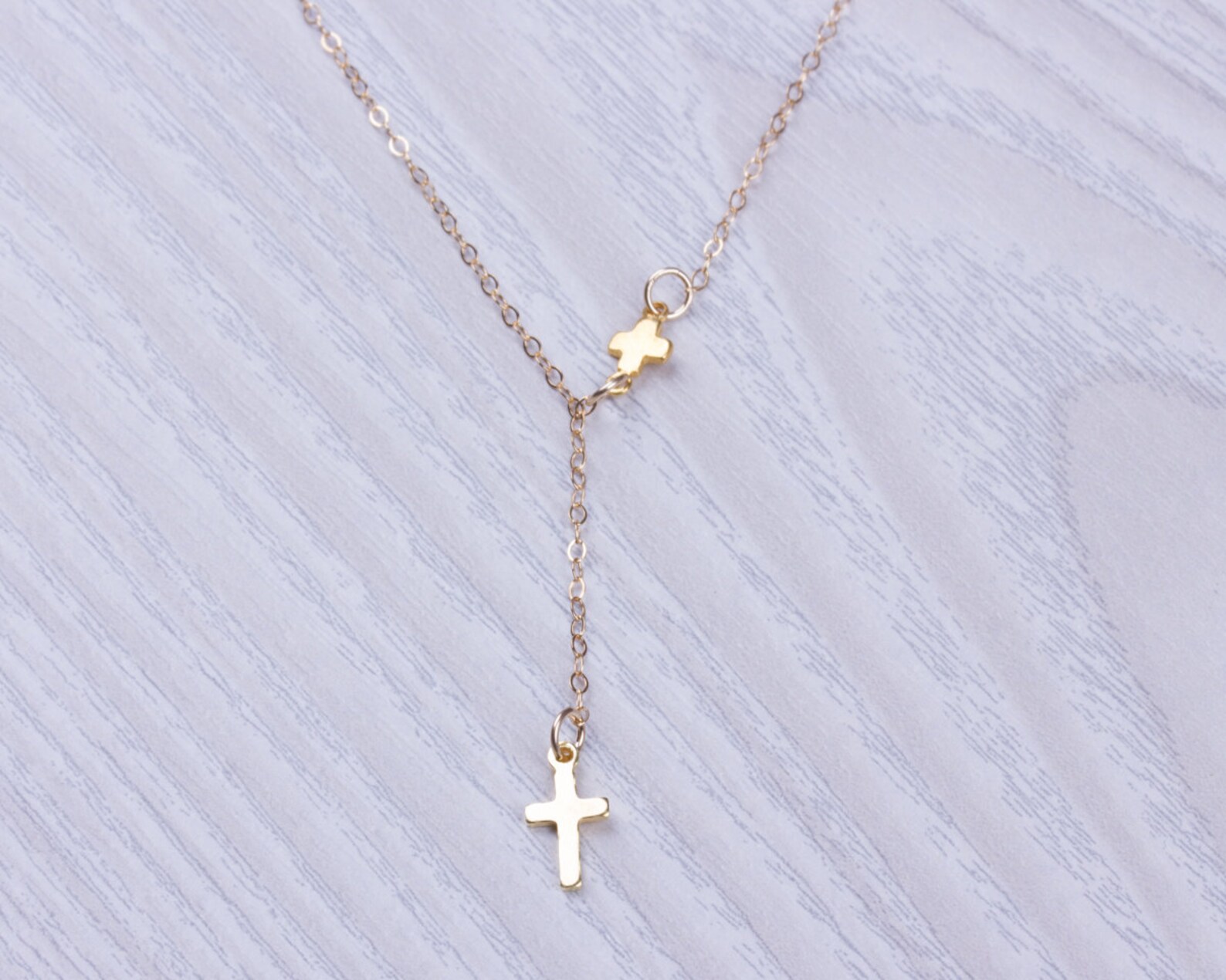Cross Lariat Necklace Gold Lariat Necklace Tiny Cross - Etsy