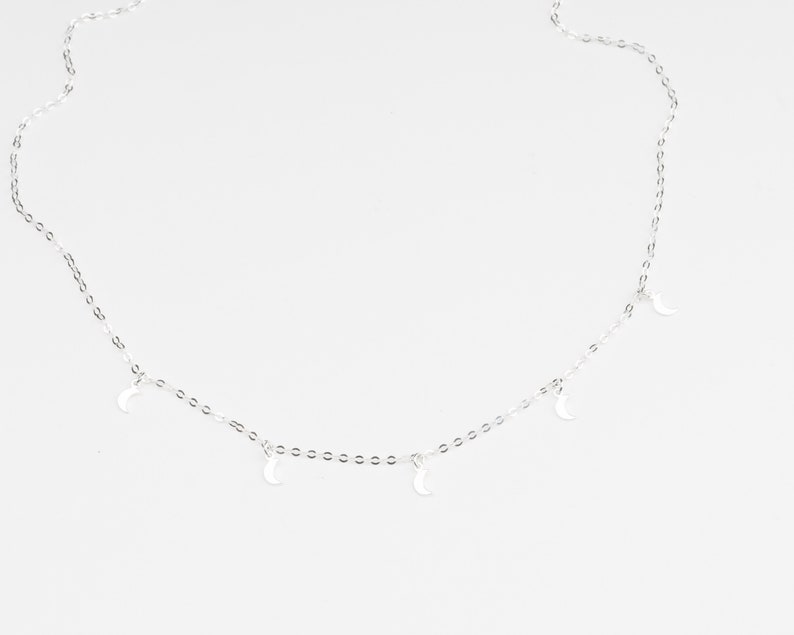 Sterling Silver Moon Necklace Moon Choker Necklace Silver | Etsy