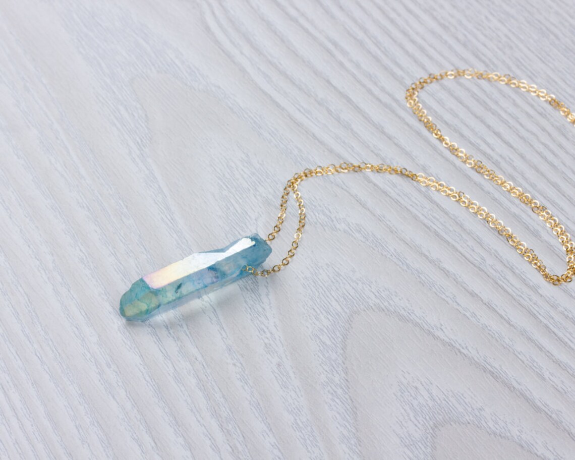 Personalized Crystal Necklace Long Crystal Necklace Aura | Etsy