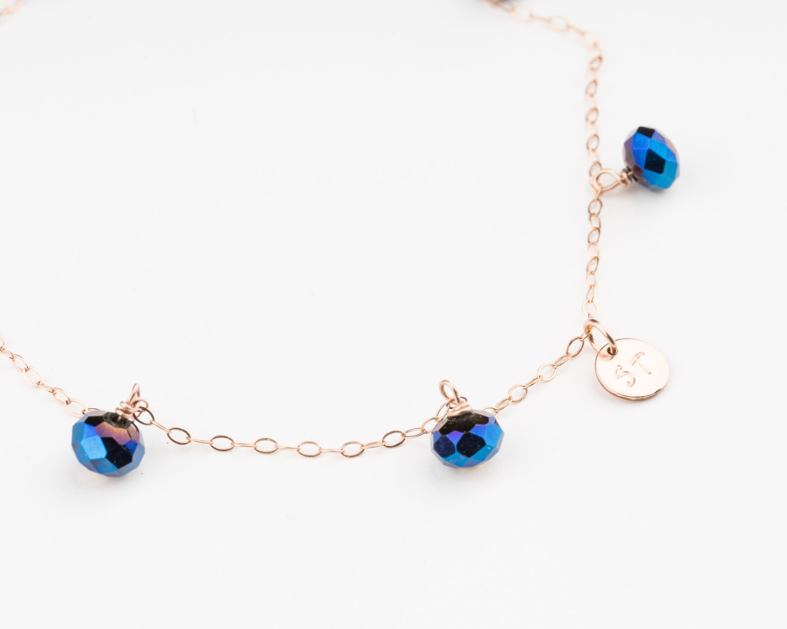 Personalized Blue Ankle Bracelet Initial Anklet Blue | Etsy