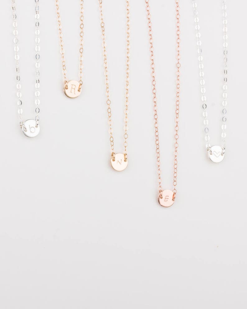 Initial Choker Necklace Personalized Disc Necklace in 14k | Etsy