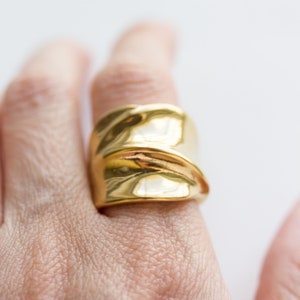 Gold Band Ring, Wide Band Ring, Wide Cuff Ring, Wide Band Rings for Women, Gold Dome Ring, Cuff ...