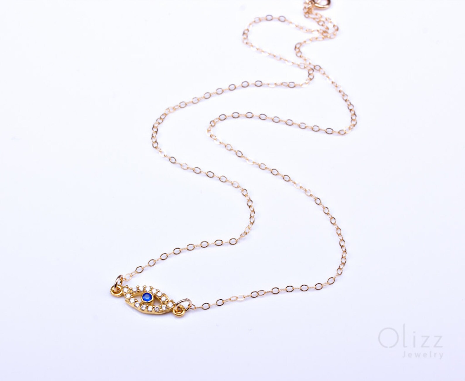 Gold Evil Eye Necklace / Tiny Evil Eye Necklace / Evil Eye Pendant ...