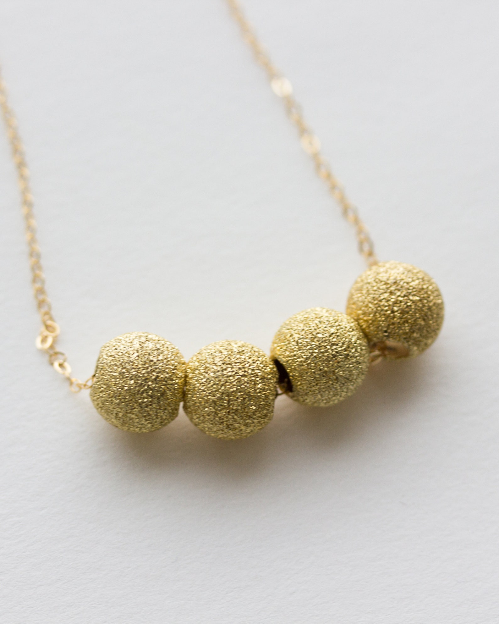 Long Bead Necklace Gold Beaded Necklace Sterling Silver Bead - Etsy