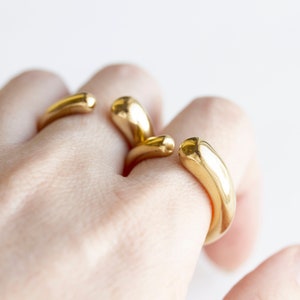 Gold Open Dome Ring, Christmas Gift for Best Friend, Dome Ring, Gold ...