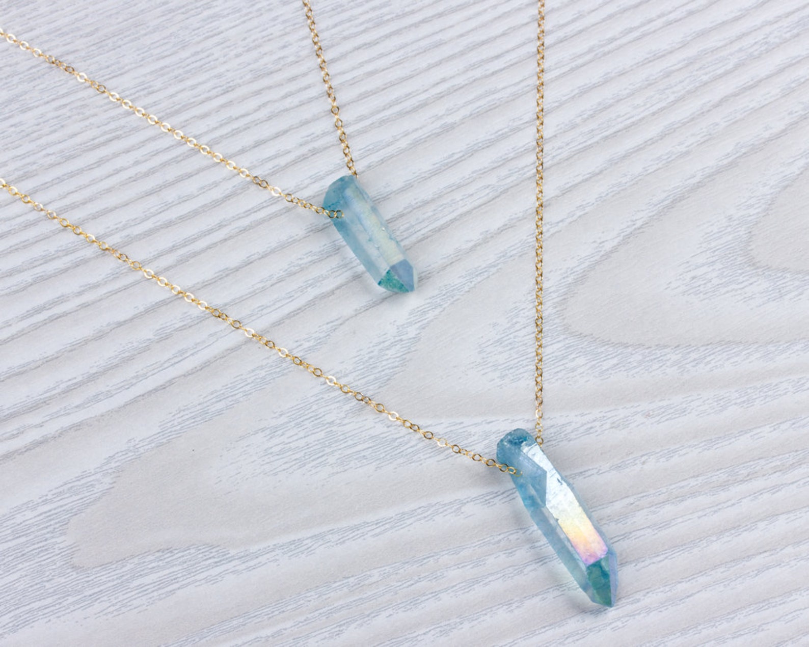 Personalized Crystal Necklace, Long Crystal Necklace, Aura Quartz ...