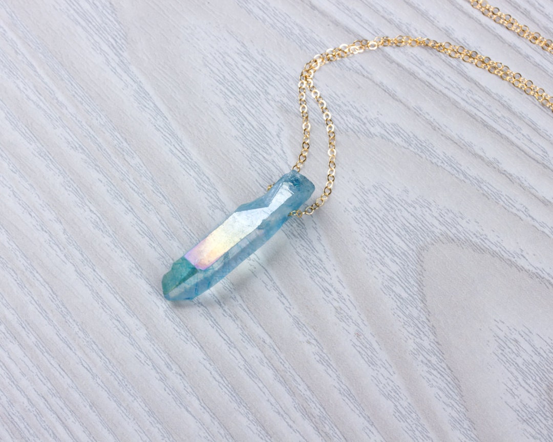 Personalized Crystal Necklace, Long Crystal Necklace, Aura Quartz ...