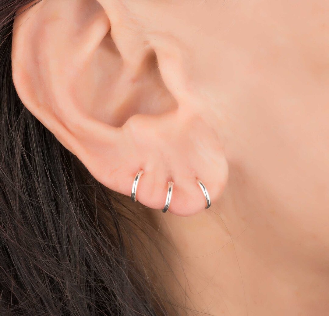 Tiny Hoop Earrings, Sterling Silver Tiny Hoops, Cartilage Hoop Earrings ...