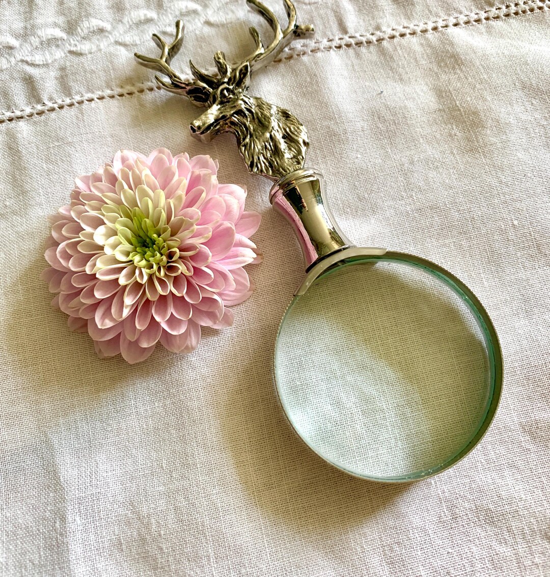 Vintage Silver Metal Stags Head Magnifying Glass - Etsy UK