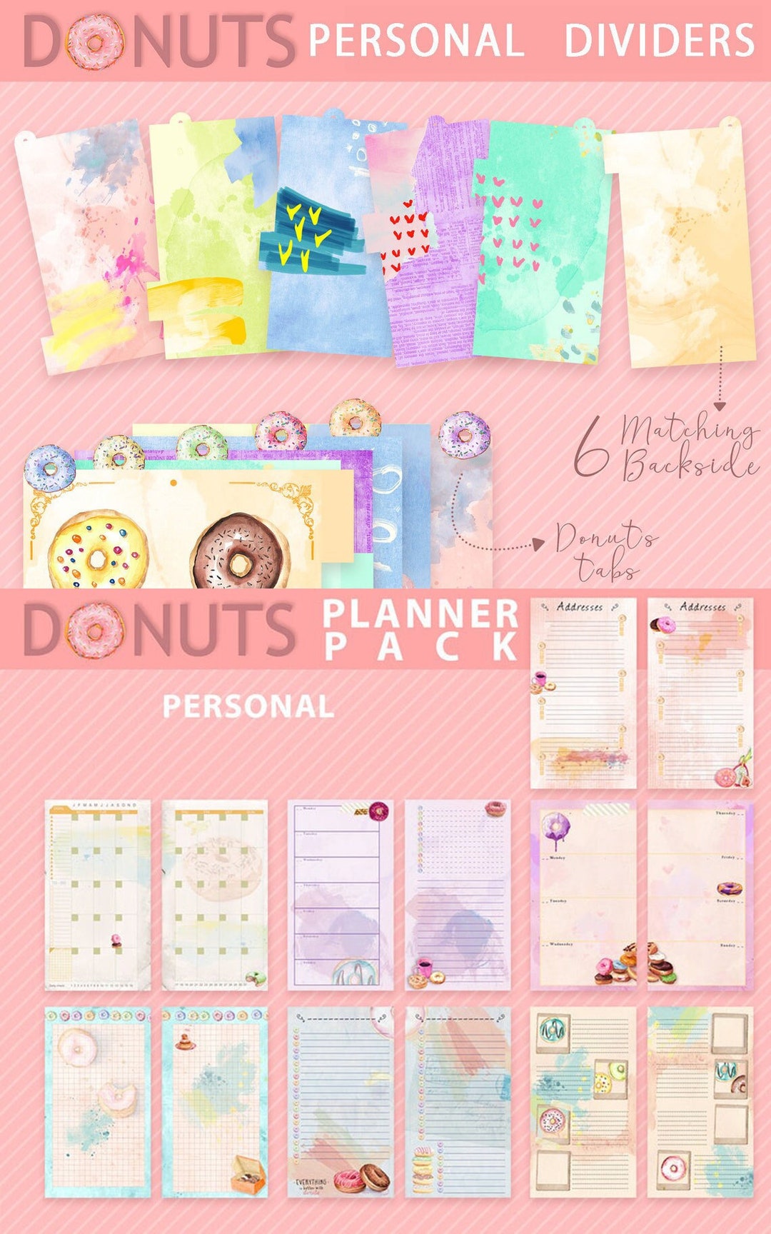 DONUTS Planner Pack for PERSONAL Planner - Etsy