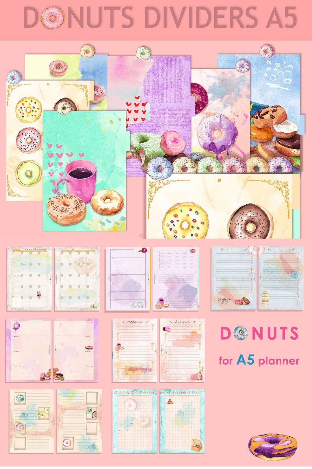 Donuts _ Printable Planner Pack _ for A5 Planner - Etsy