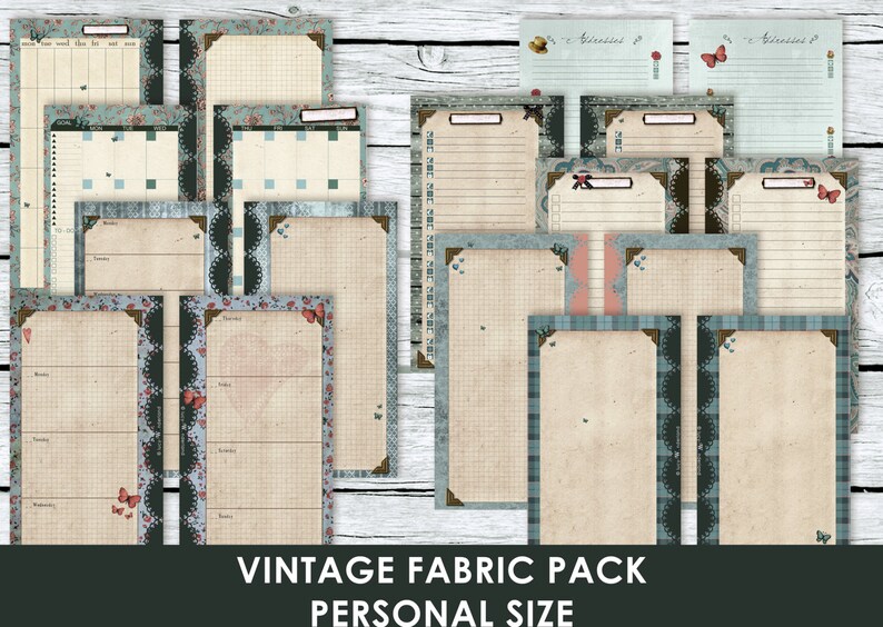 Vintage Fabric....planner Pack in PERSONAL Size - Etsy