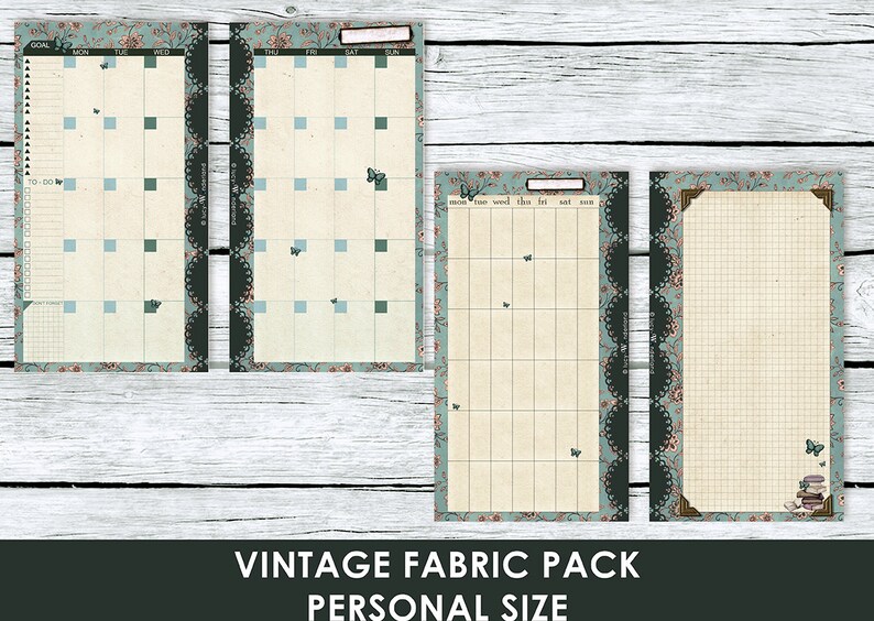 Vintage Fabric....planner Pack in PERSONAL Size - Etsy
