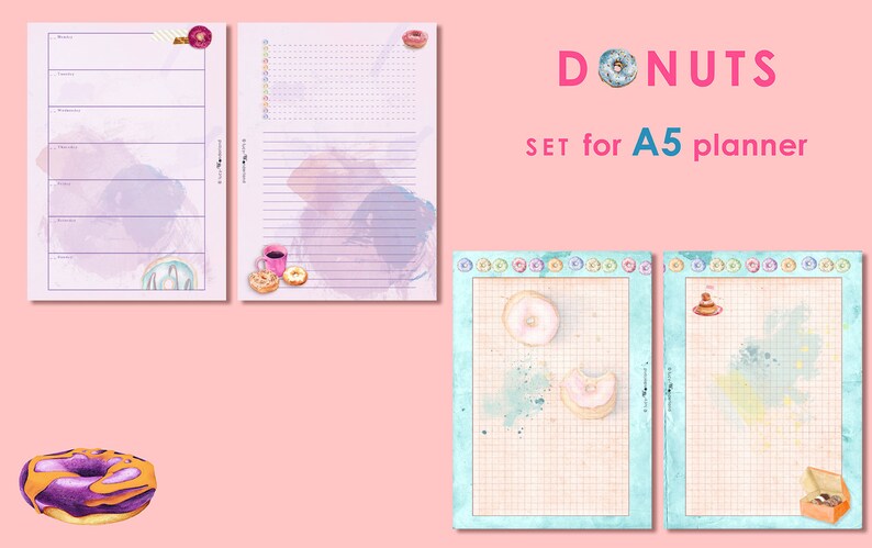 Donuts _ Printable Planner Pack _ for A5 Planner - Etsy