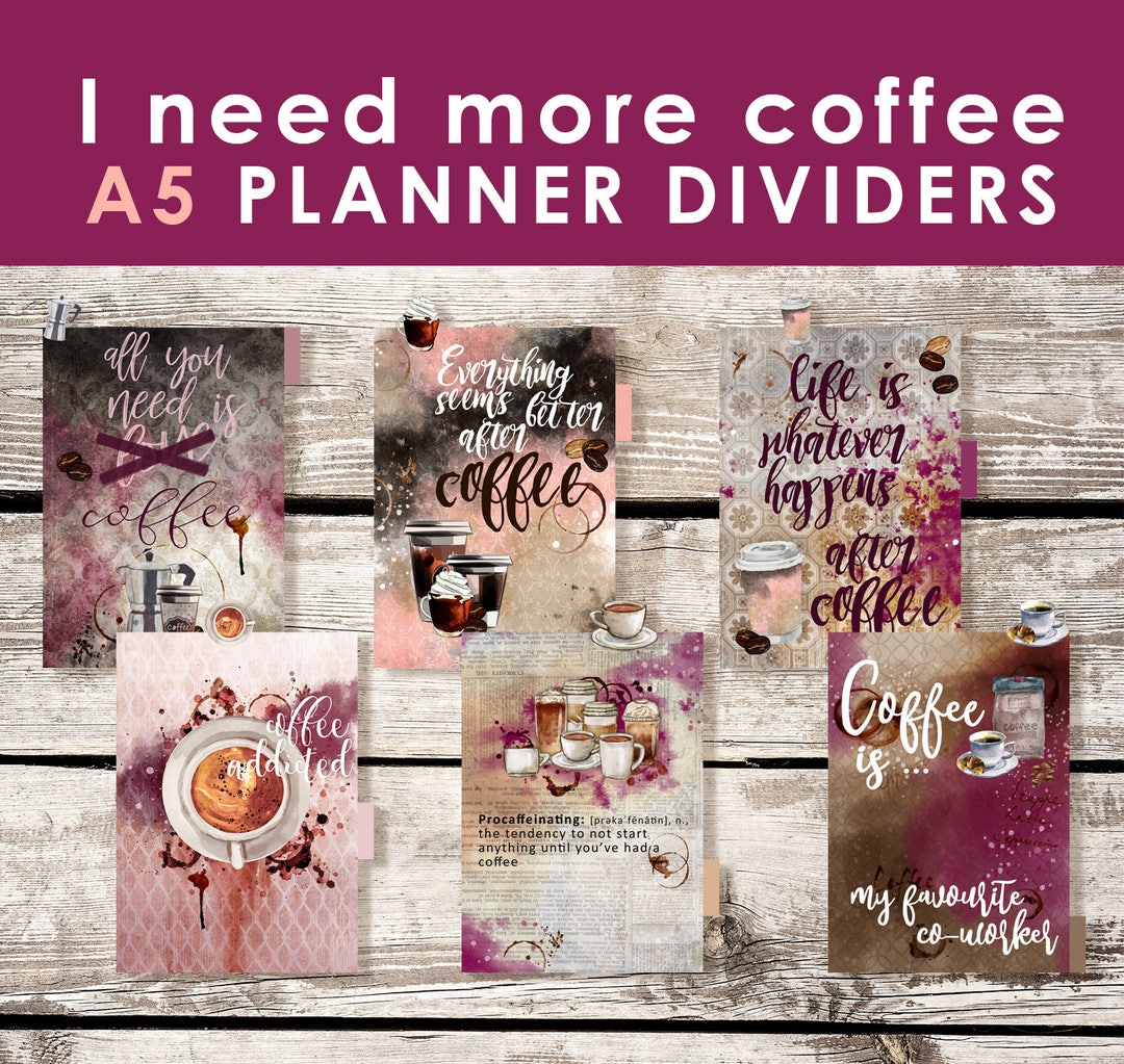 Coffee...dividers for A5 PLANNER - Etsy