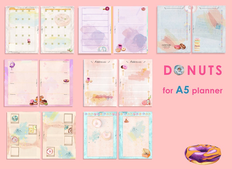 Donuts _ printable planner pack _ for A5 planner | Etsy