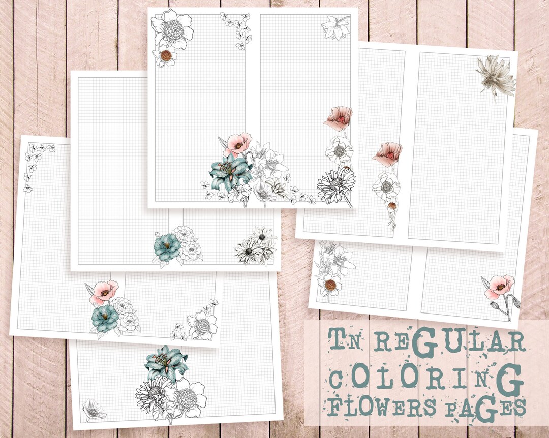 Coloring Flowers _ Printable Notes Pack _ for Traveler's Notebook ...