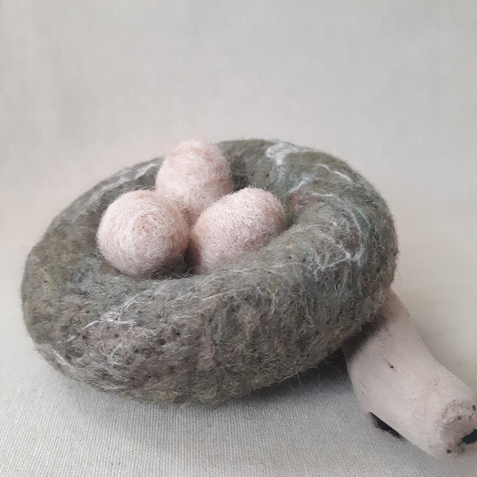 Needle Felted Wool Bird Nest With Three Eggs - Etsy UK