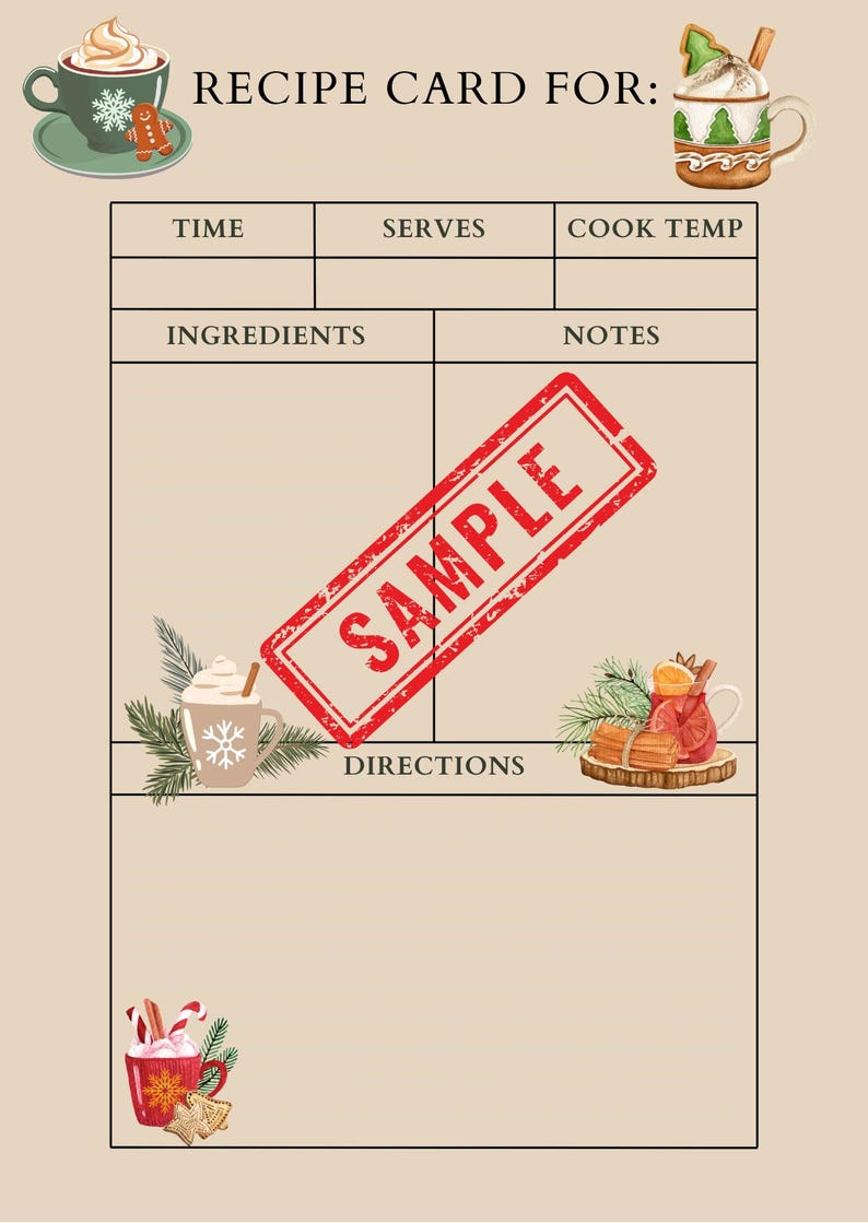Template - Recipe Card Journal Cookbook - Your Favorite Recipes/pass ...
