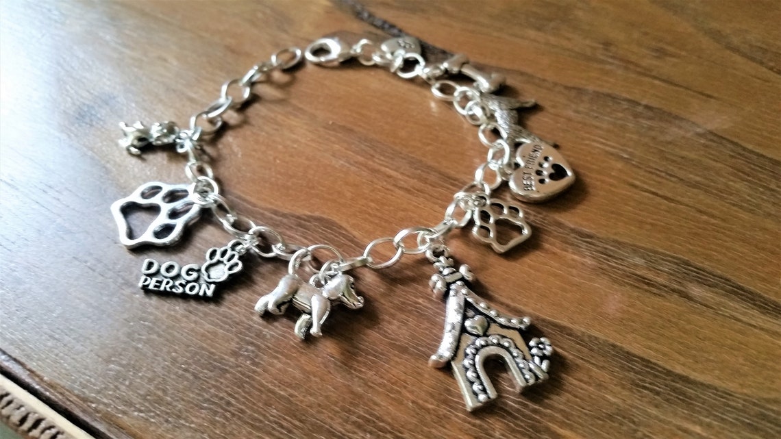 Dog Themed Charm Bracelet Dogs Metal Charm Bracelet | Etsy