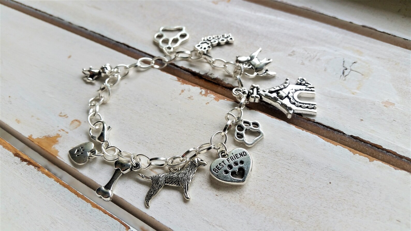 Dog Themed Charm Bracelet Dogs Metal Charm Bracelet - Etsy