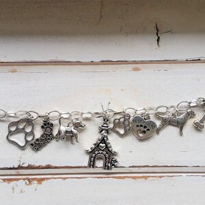 Dog Themed Charm Bracelet Dogs Metal Charm Bracelet | Etsy