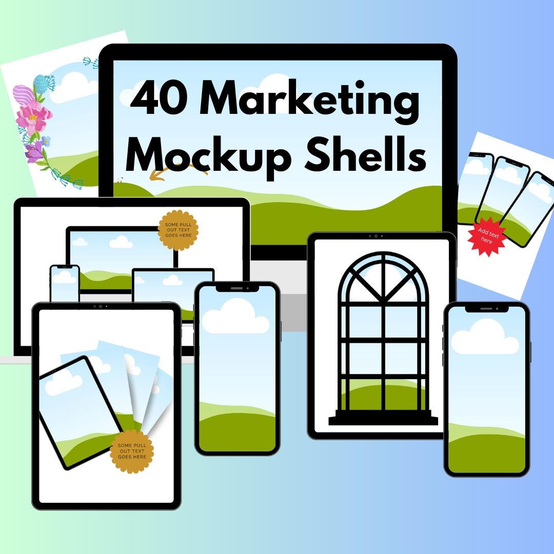 Templates - 40 Marketing Mockup Shells - Social Media/email/content ...