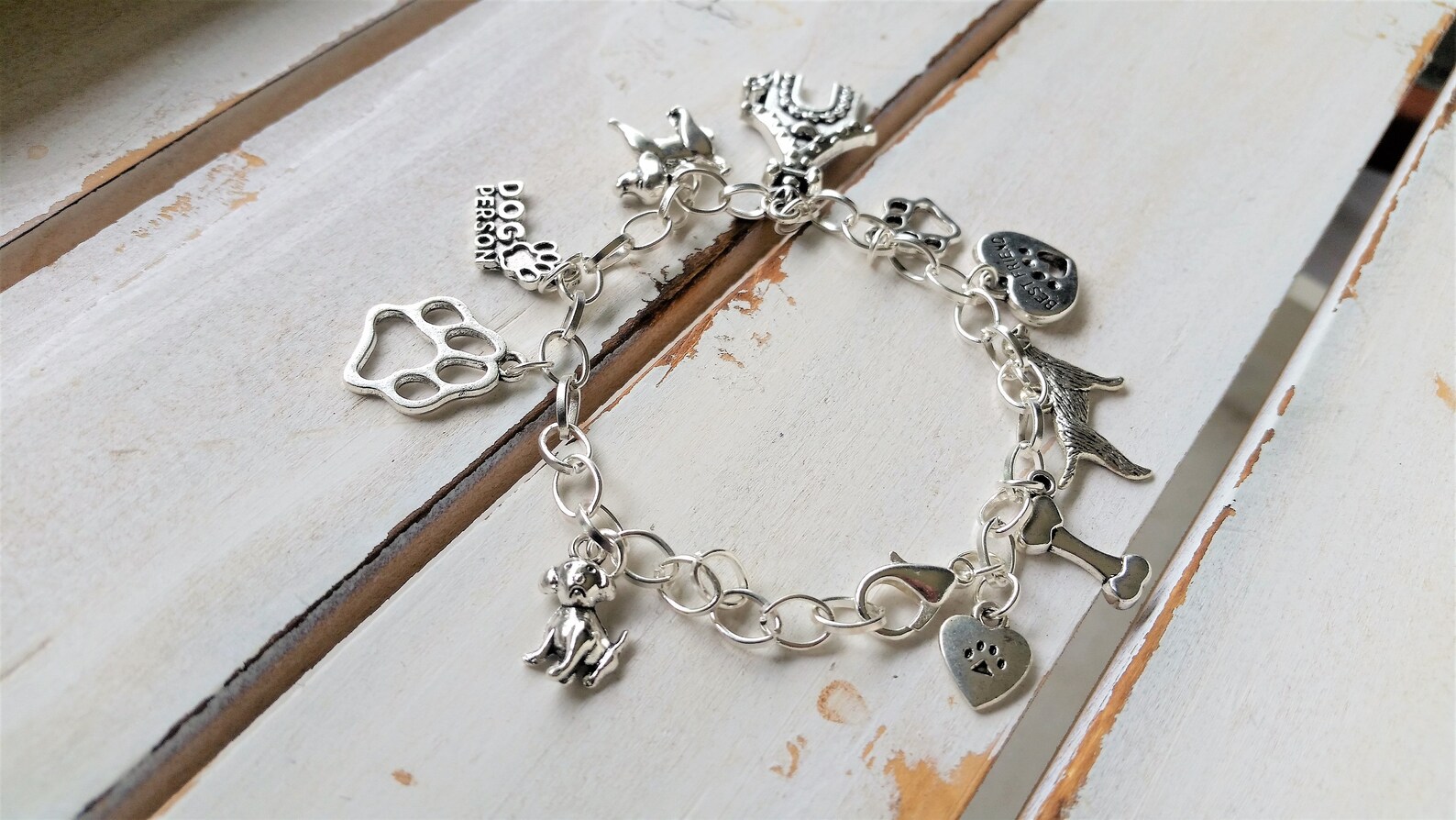 Dog Themed Charm Bracelet Dogs Metal Charm Bracelet | Etsy