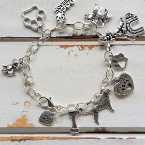 Dog Themed Charm Bracelet Dogs Metal Charm Bracelet | Etsy