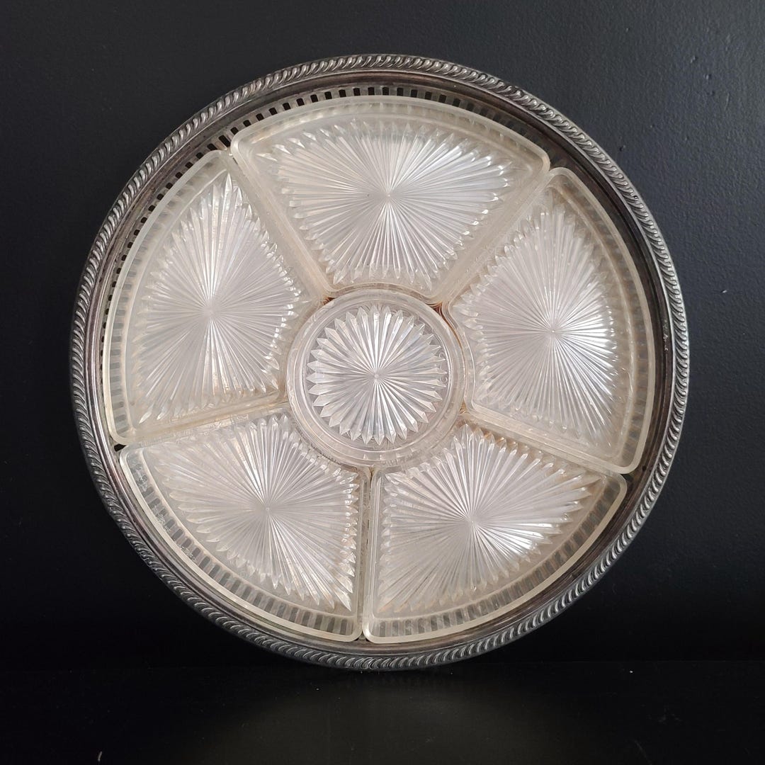 Vintage Divided Silver Plate Serving Platter by Viking Plate, Pierced ...