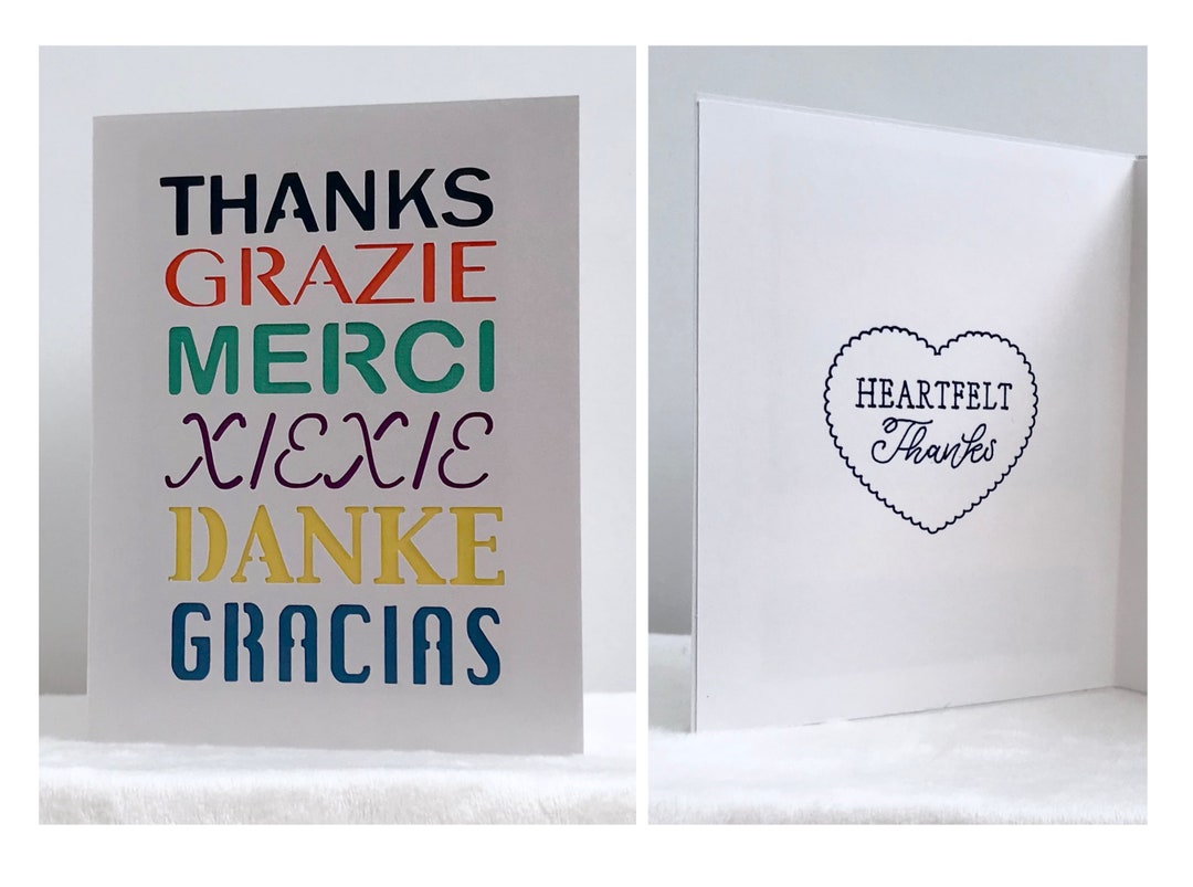 THANK YOU CARDS: Multilingual Thank You Card - Multi Font Thank You ...
