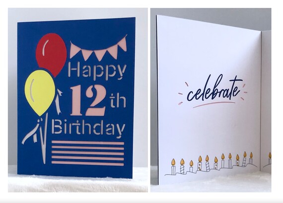 BIRTHDAY CARD for KIDS: 12th Birthday Card Personalized - Etsy