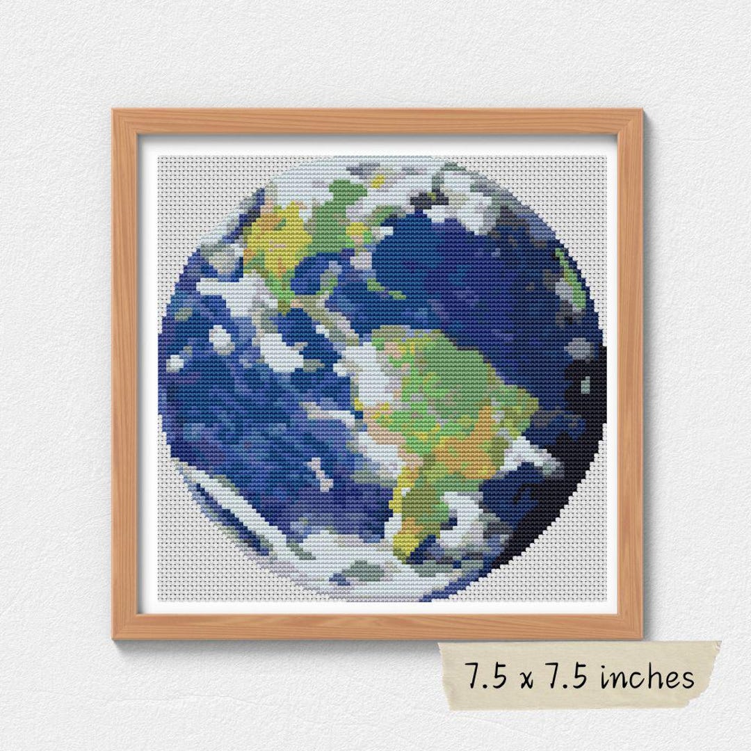 Earth Circular Cross Stitch Pattern, Planet, Space Embroidery - Etsy