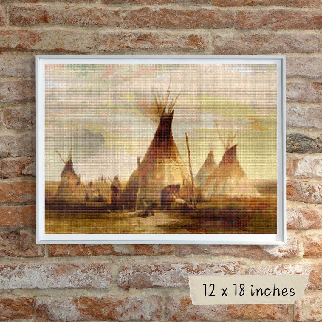 Sioux Teepee Cross Stitch Pattern, Karl Bodmer, Native American ...