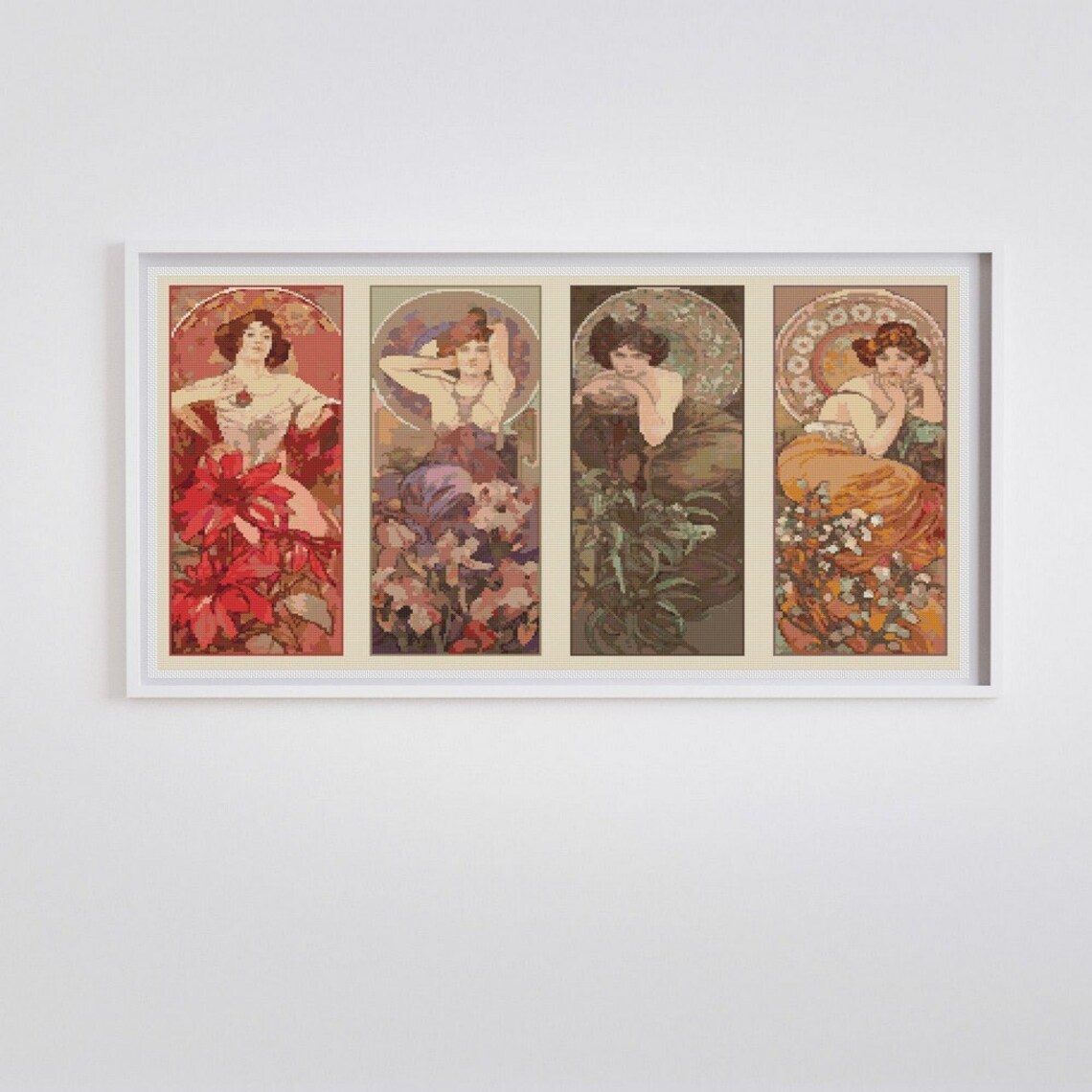 The Four Gemstones Cross Stitch Pattern Alphonse Mucha - Etsy