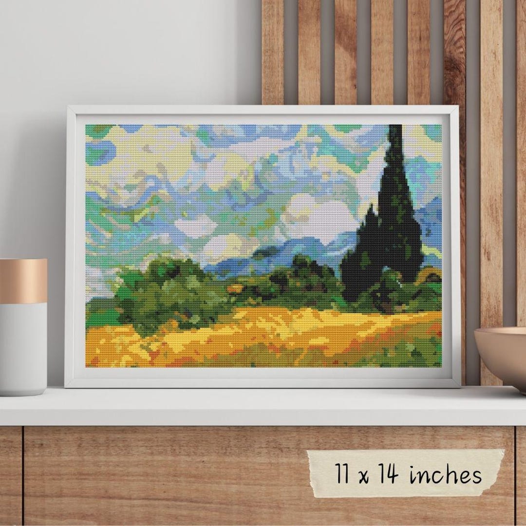 Wheatfield With Cypresses Cross Stitch Pattern PDF, Vincent Van Gogh ...