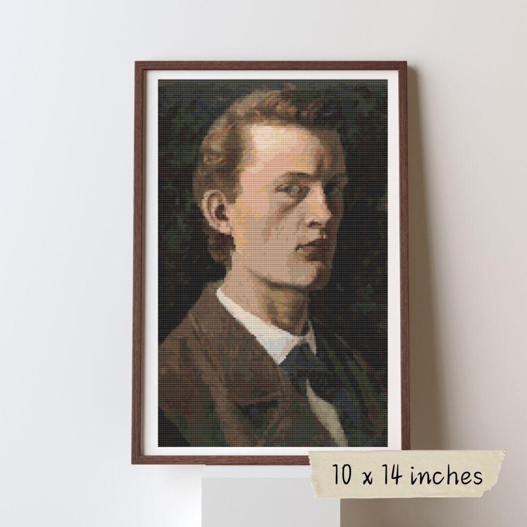 Edvard Munch Self Portrait Cross Stitch Kit - Expressionist Embroidery ...