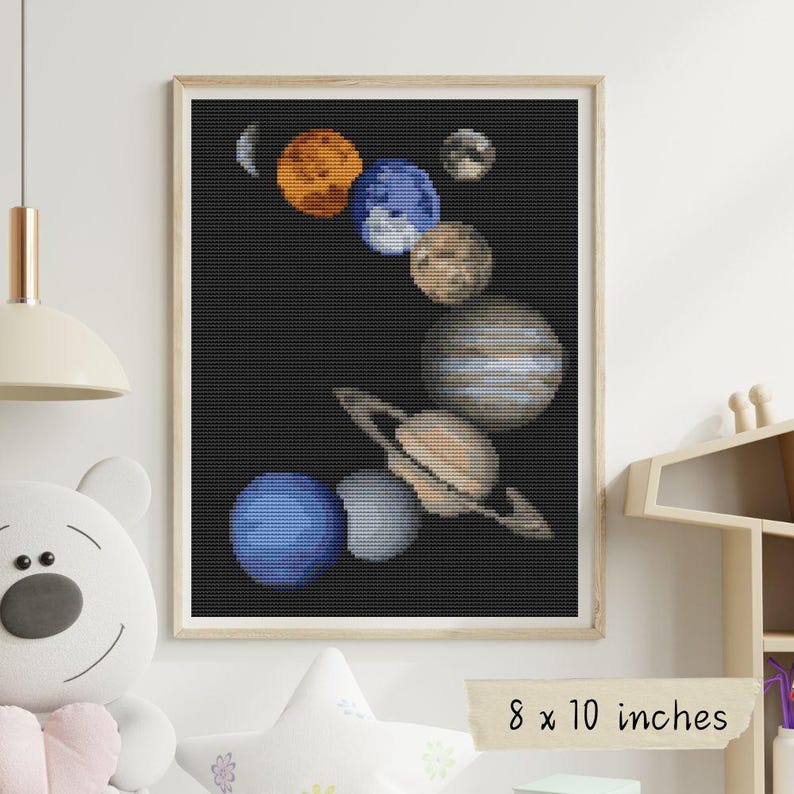 Solar System Cross Stitch Pattern, Space, Astronomy, Planet Embroidery ...