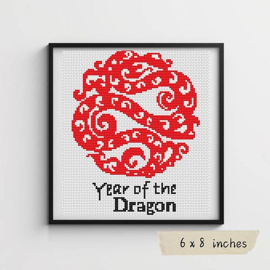 Year of the Dragon Cross Stitch Pattern, Horoscope, Astrology, Chinese ...