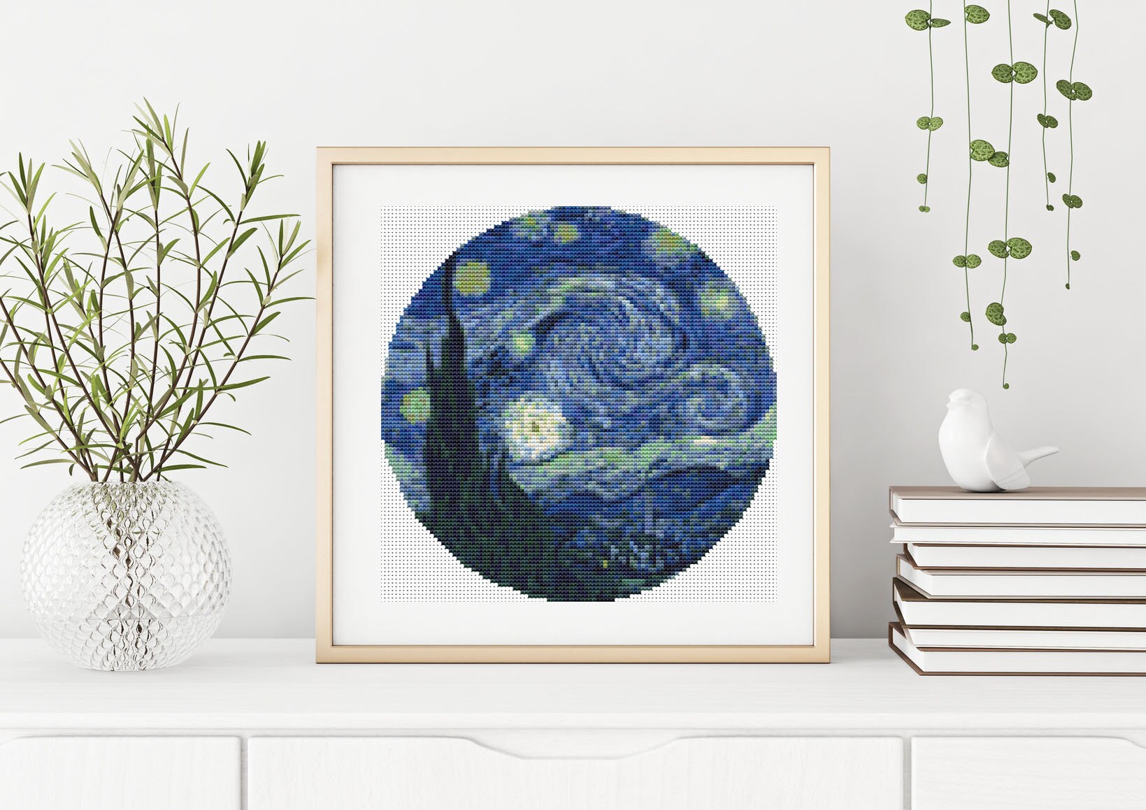 The Starry Night Cross Stitch Pattern PDF Artwork by Vincent | Etsy