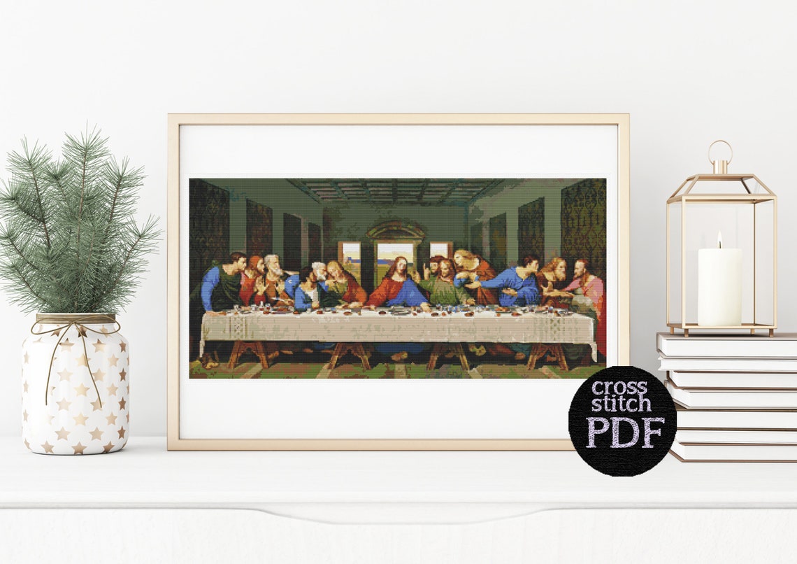The Last Supper Cross Stitch Pattern Leonardo Da Vinci Jesus | Etsy
