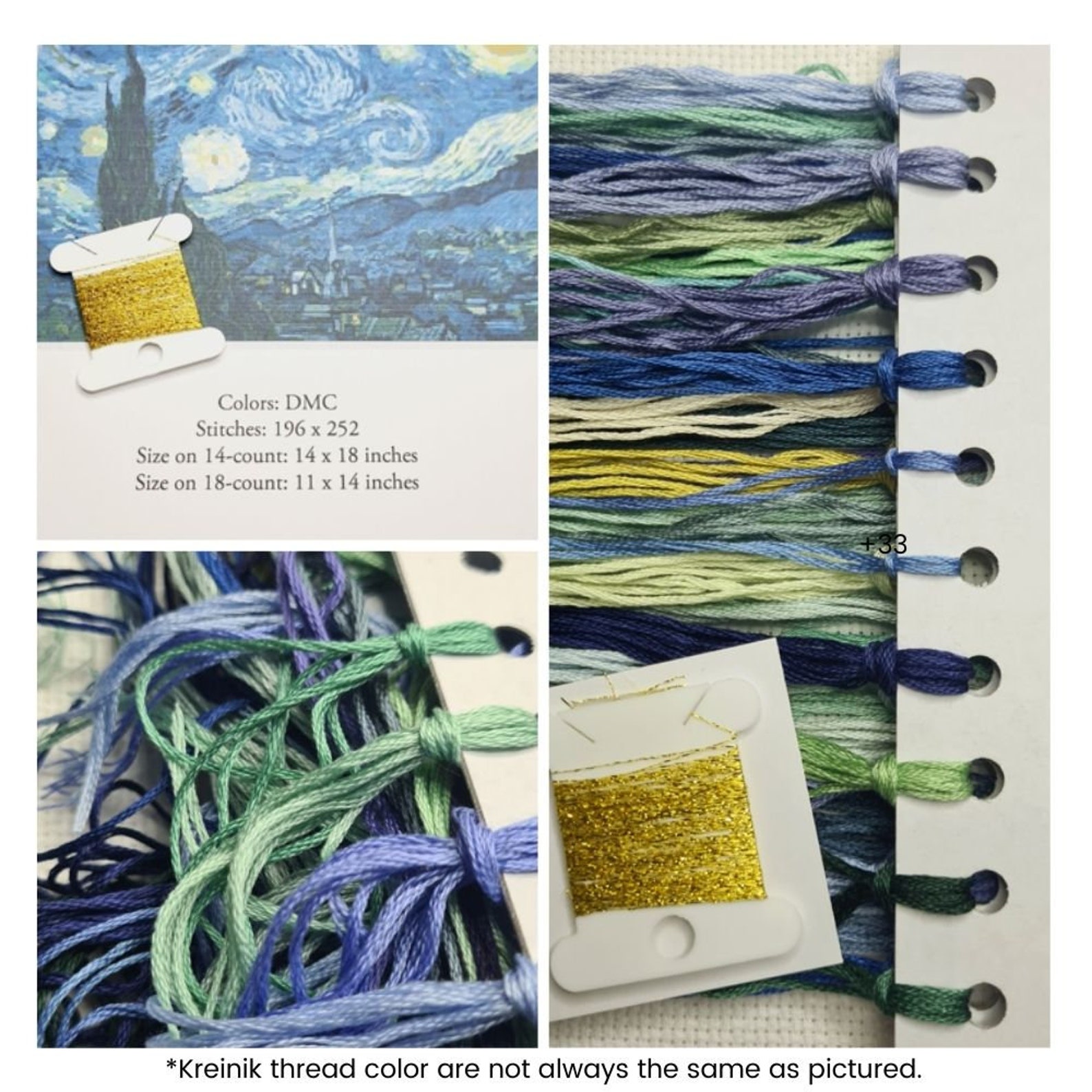 The Starry Night Cross Stitch Kit Landscape Cross Stitch - Etsy